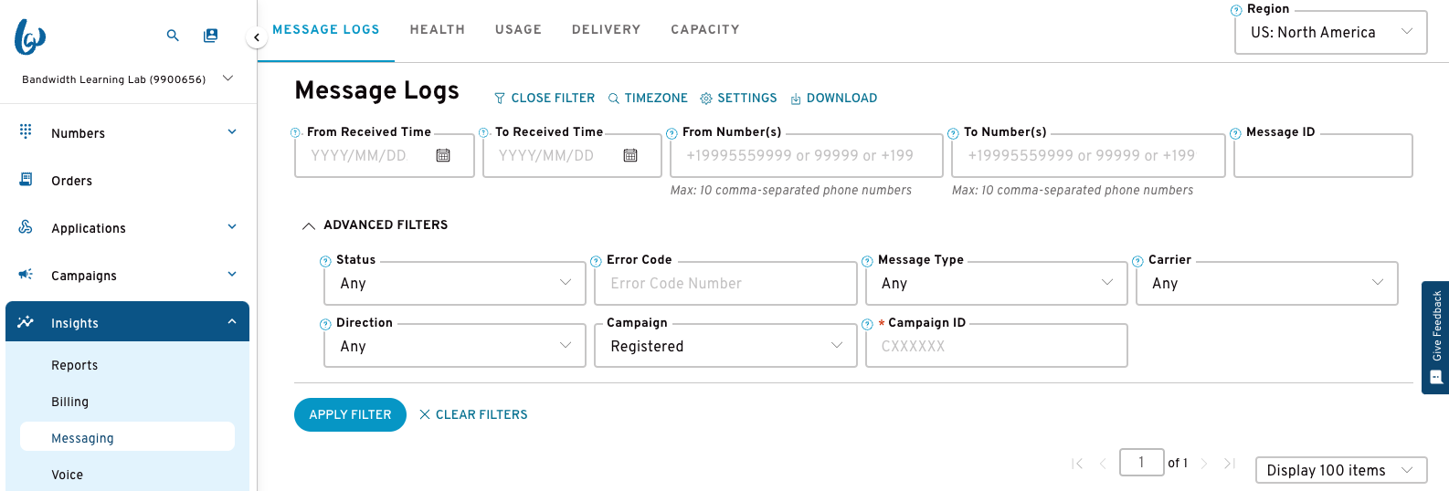 How do I use Message Logs? – Bandwidth Support Center